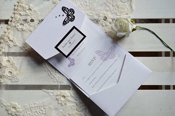 Square Pocketfold wedding invitation designs. The invitations open up ...